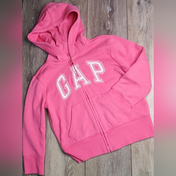 GAP | Shirts & Tops | Girls Gap Pink Zip Up Hoodie White Sequin ...